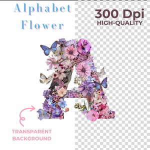 Watercolor Alphabet Floral Letters Clipart PNG Set Pink Alphabet ...