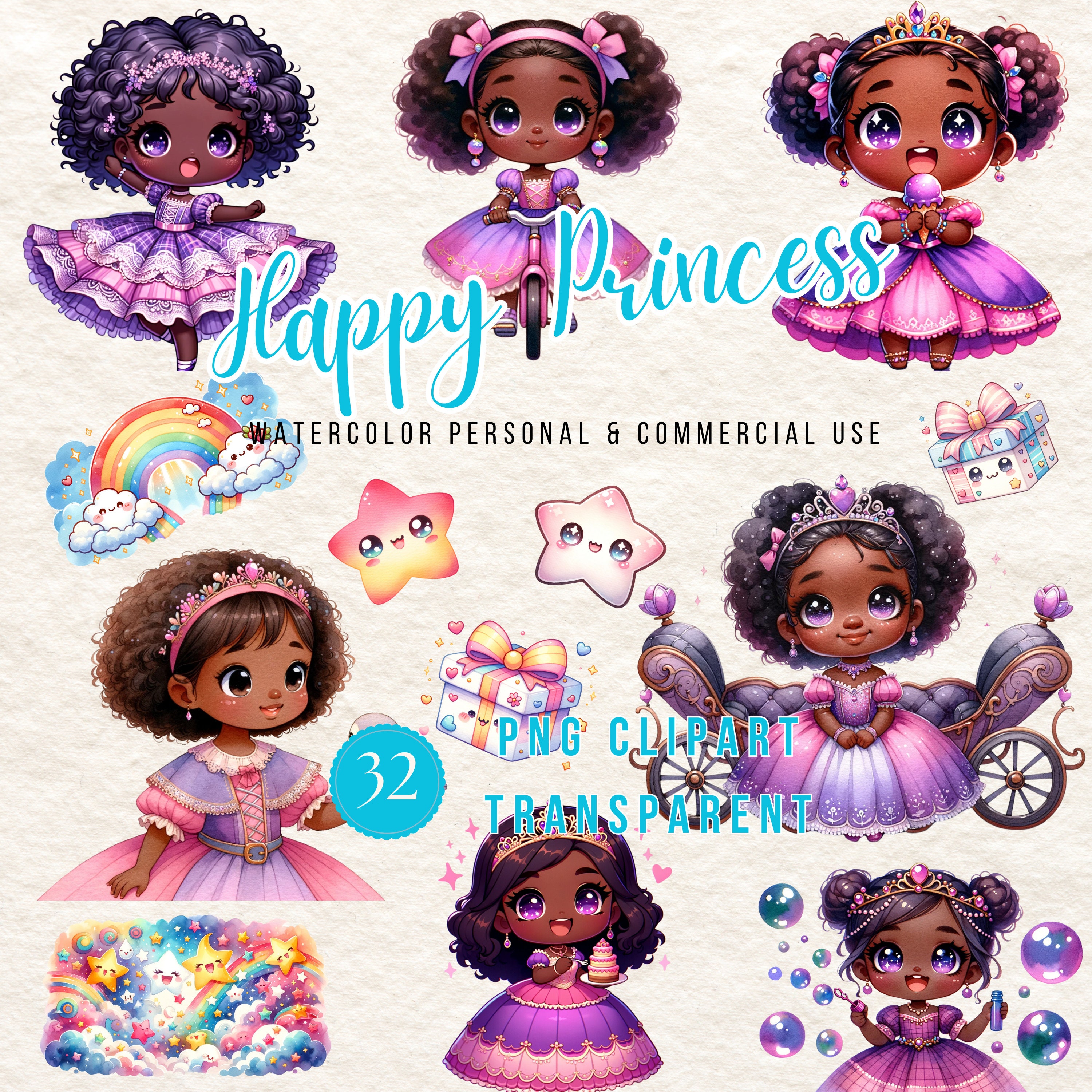 African American Alfro Black Girl Princess, Black Cute Princess,kawaii ...