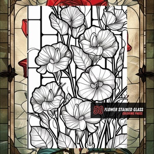 Coloring Pages 50 Flower Stained Glass - Adult and Kids Coloring Book ...