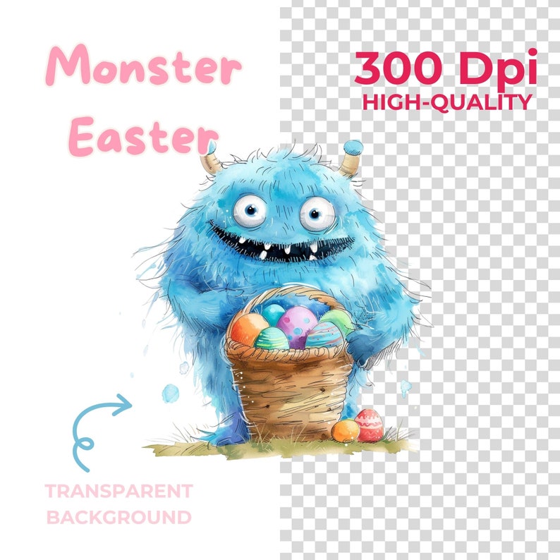 Cute Monster Funny Monster | Easter Monster Clipart | 24 PNG 300 DPI ...