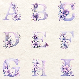 Watercolor Floral Alphabet Letters Clipart PNG Set Pink Alphabet ...