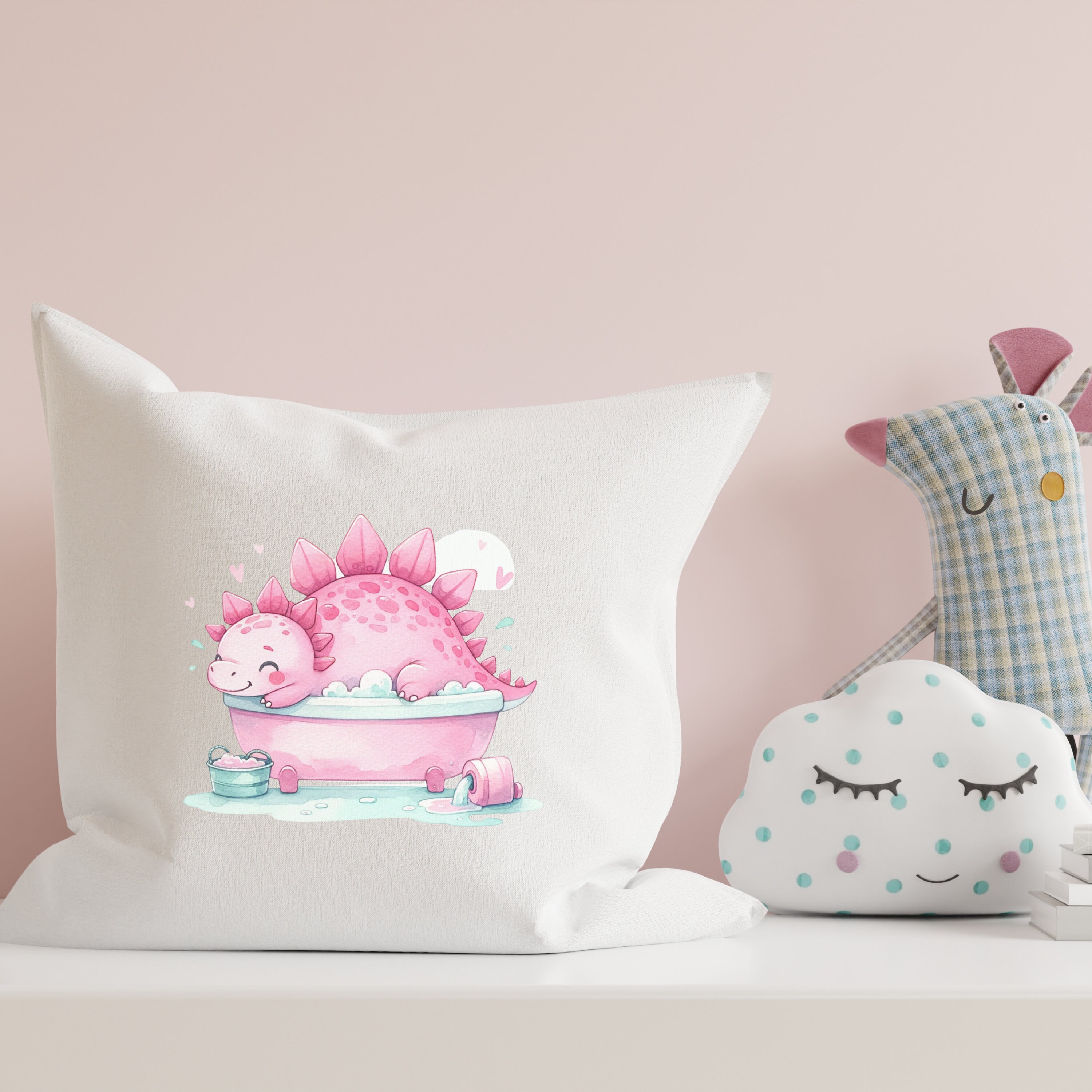 Girl Dinosaur Watercolor Pastel Cute, Baby Dinosaur Cute, Pink Purple ...