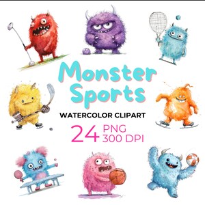 Happy Monster, Cute Monster | Monsters Sport | 24 PNG 300 DPI Children ...