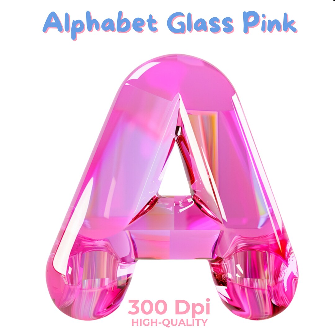 Alphabet Glass Pink Letters Clipart PNG Set Pink Alphabet Clipart, Baby ...