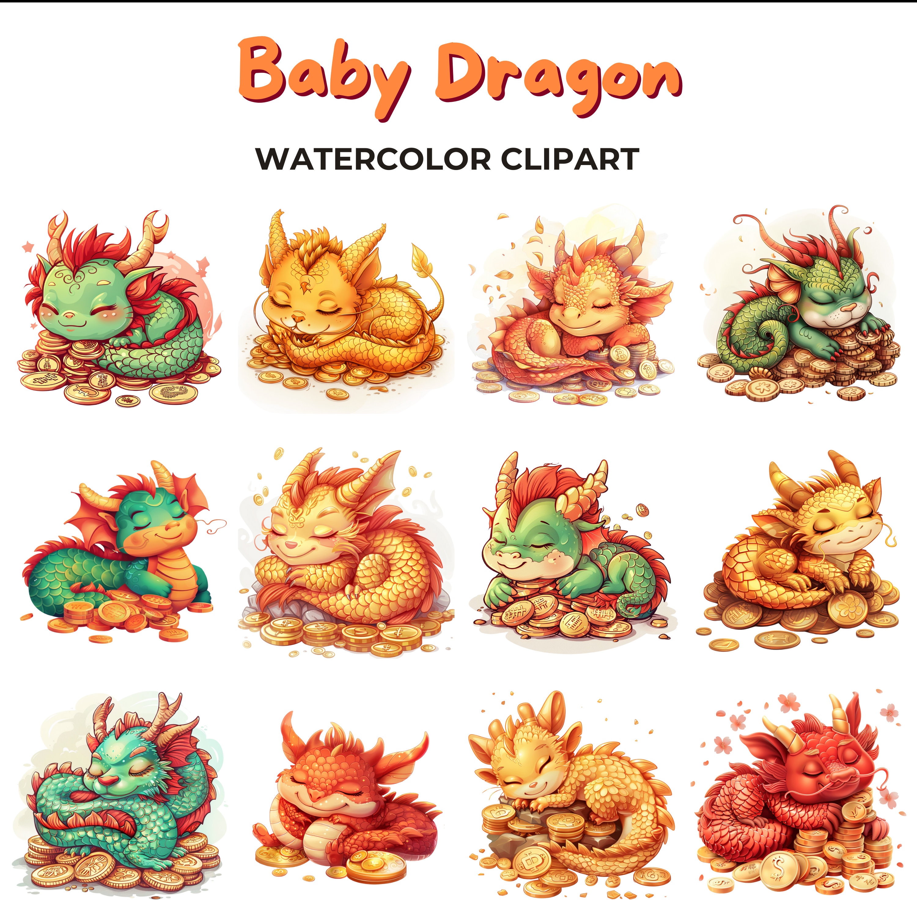 Baby Dragon, Chinese Dragon, Chinese New Year, Red Dragon, Gold Coin ...