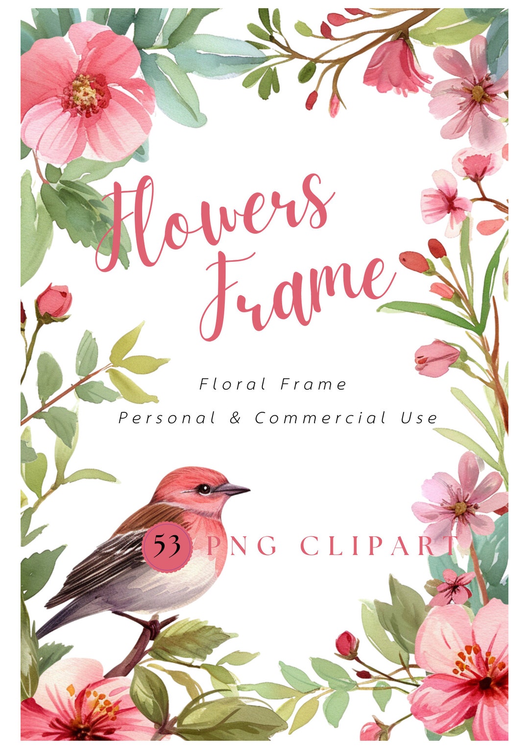 Watercolor Flower Frame,53 Flower Border, Flower Background,blooming ...