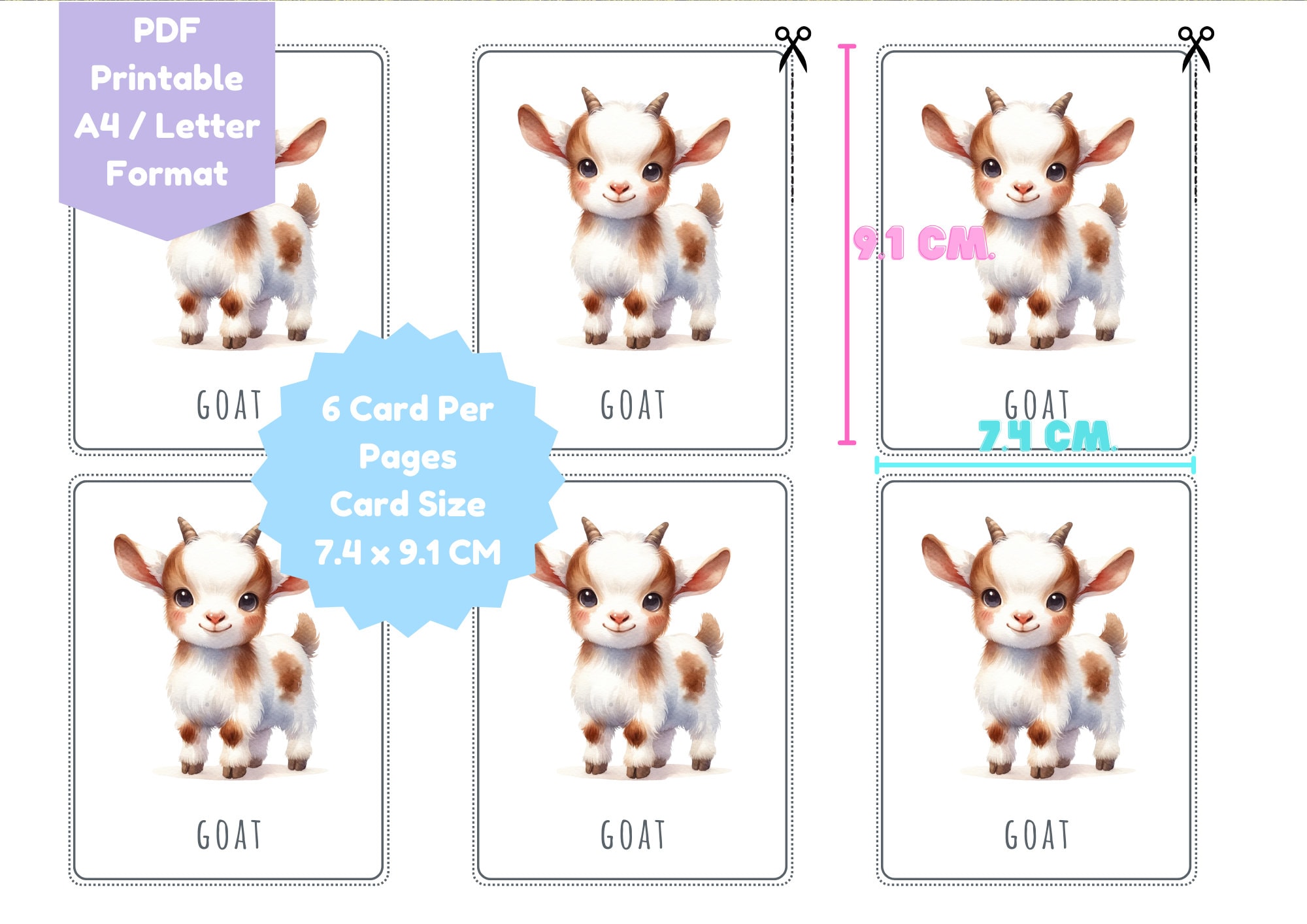 Flash Card Farm Animals,24 Flashcard for Kid, Animal Flash Card ...