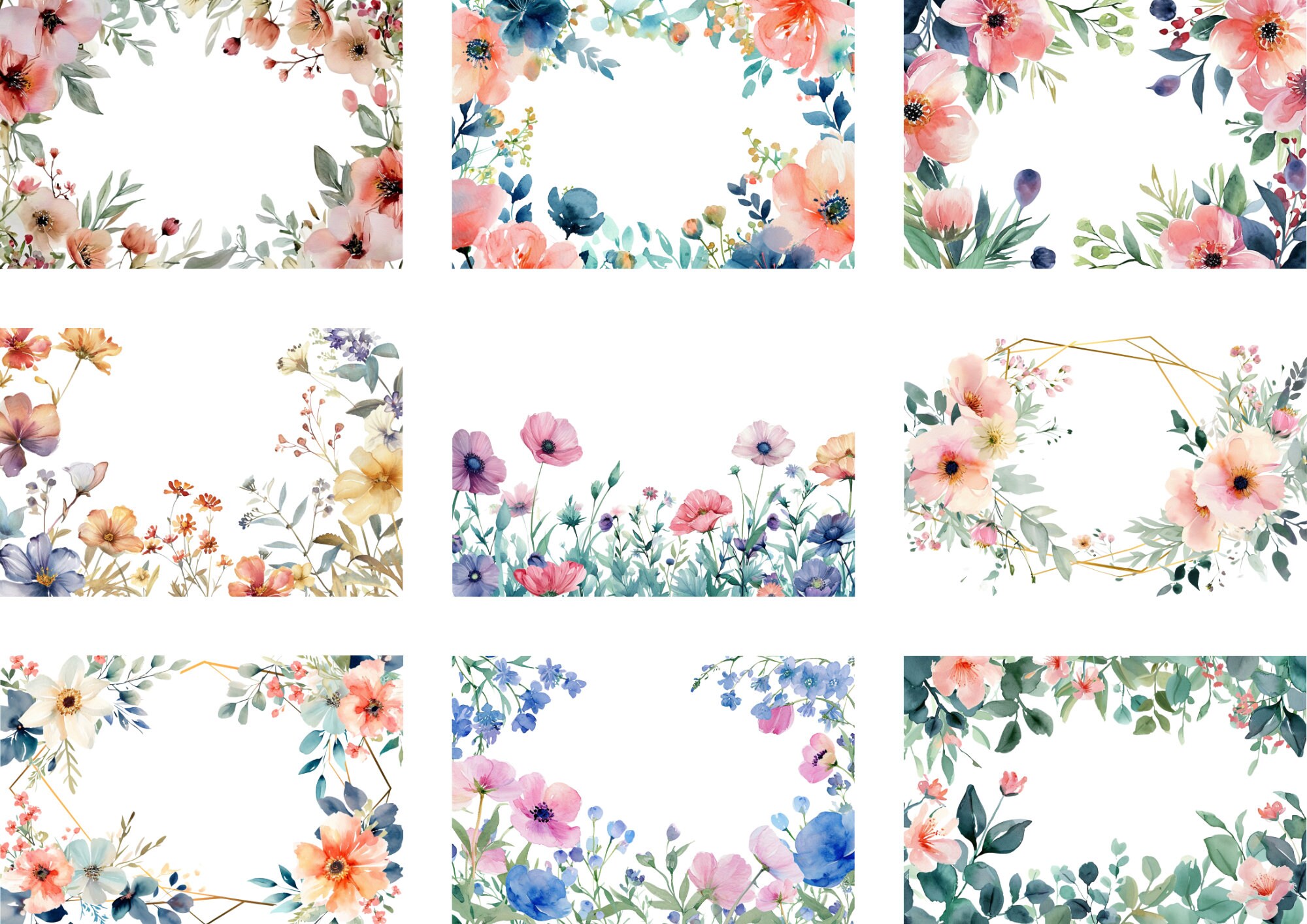 Watercolor Flower Frame,flower Border, Flower Background,blooming ...