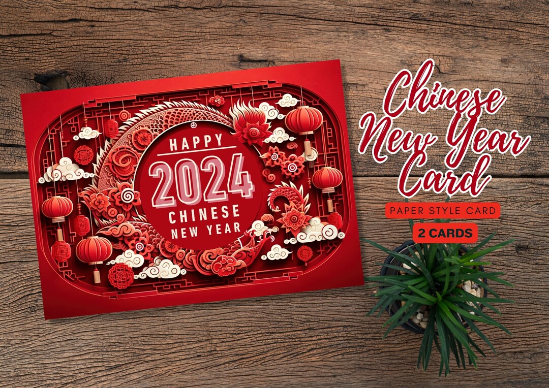 Chinese New Year Card and Lunar New Year Card, Celebrate New Year ...
