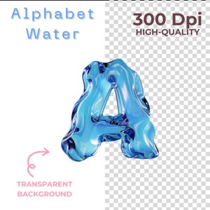 Alphabet Water Blue Letters Clipart PNG Set Pink Alphabet Clipart, Baby ...