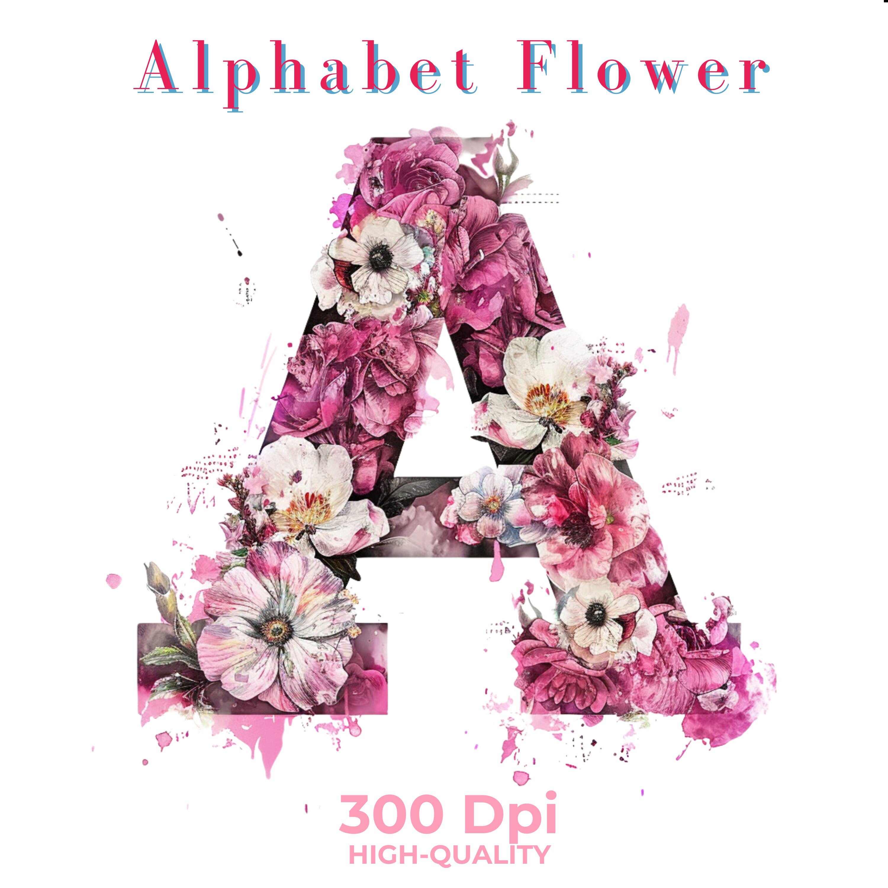 Watercolor Floral Alphabet Letters Clipart PNG Set Pink Alphabet ...