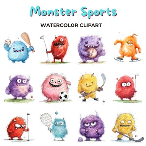 Happy Monster, Cute Monster | Monsters Sport | 24 PNG 300 DPI Children ...