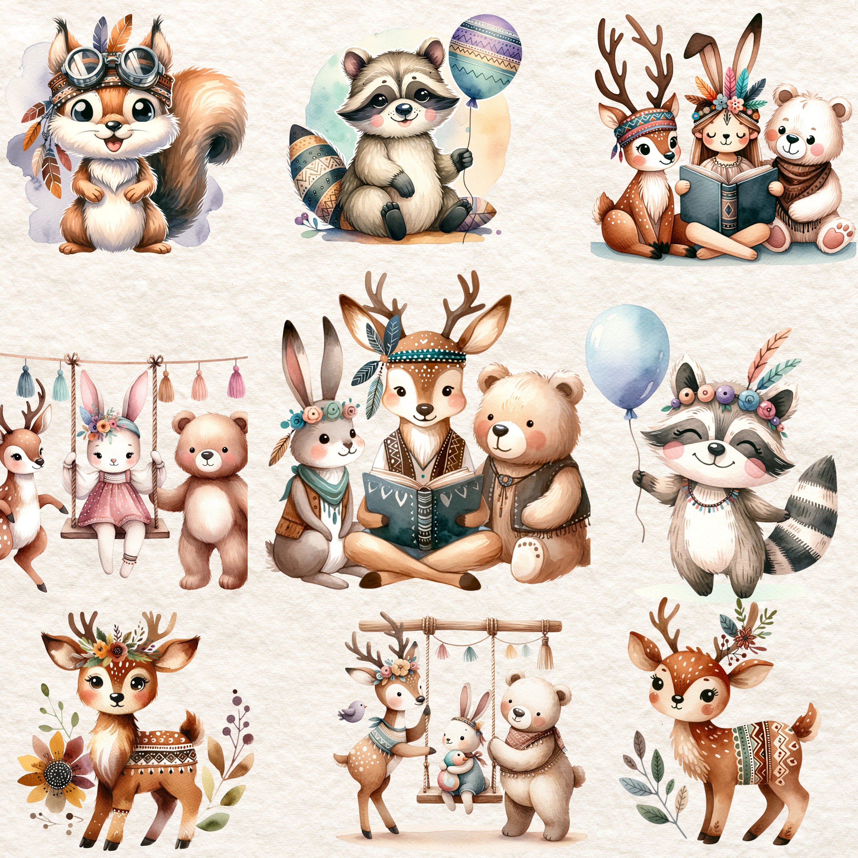 Boho Animals | Boho Wildlife Animals, Watercolor Wildlife, Watercolor ...