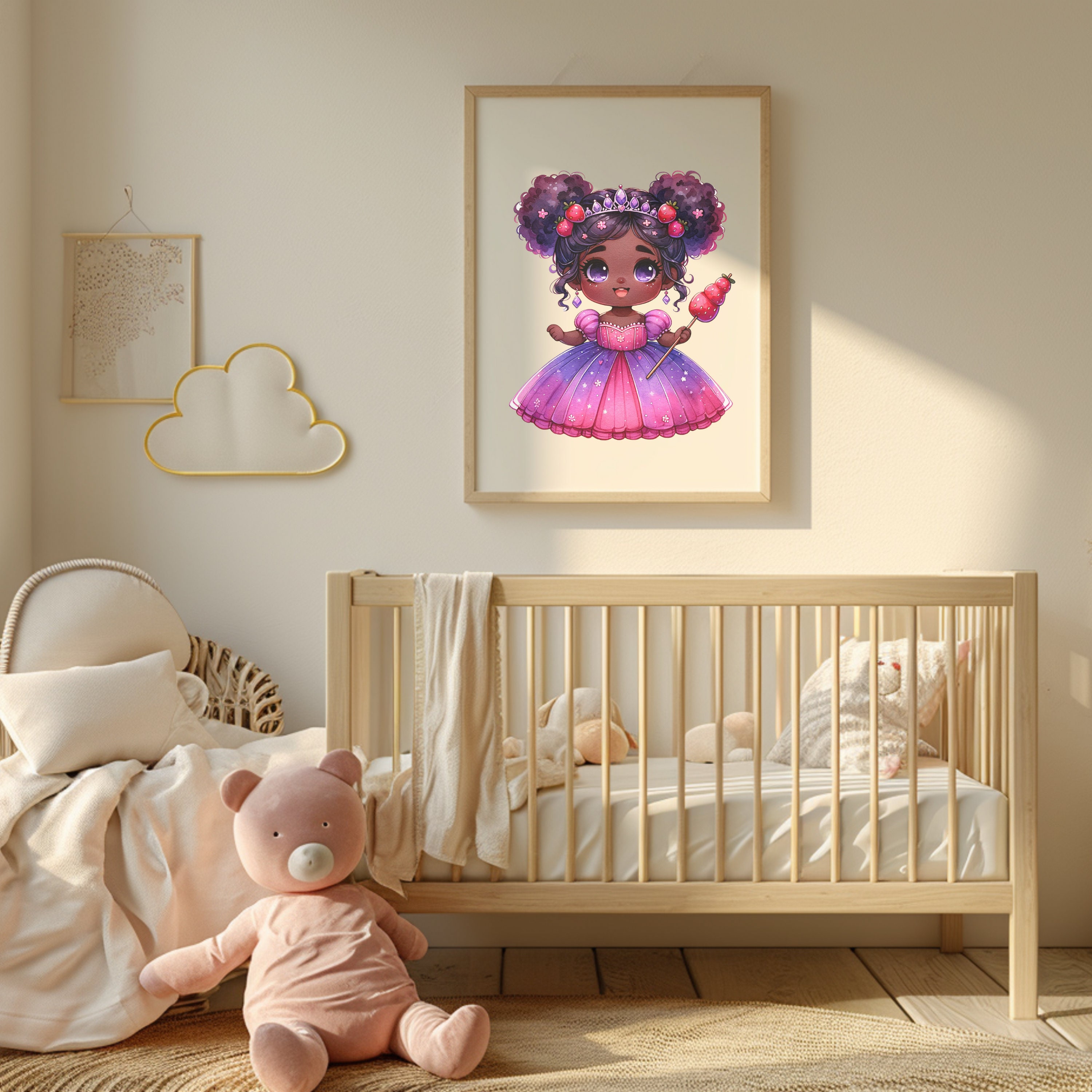 African American Alfro Black Girl Princess, Black Cute Princess,kawaii ...