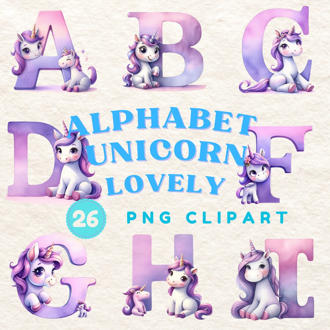 Alphabet Png | Unicorn Alphabet Letters Clipart PNG Set Pink Alphabet ...