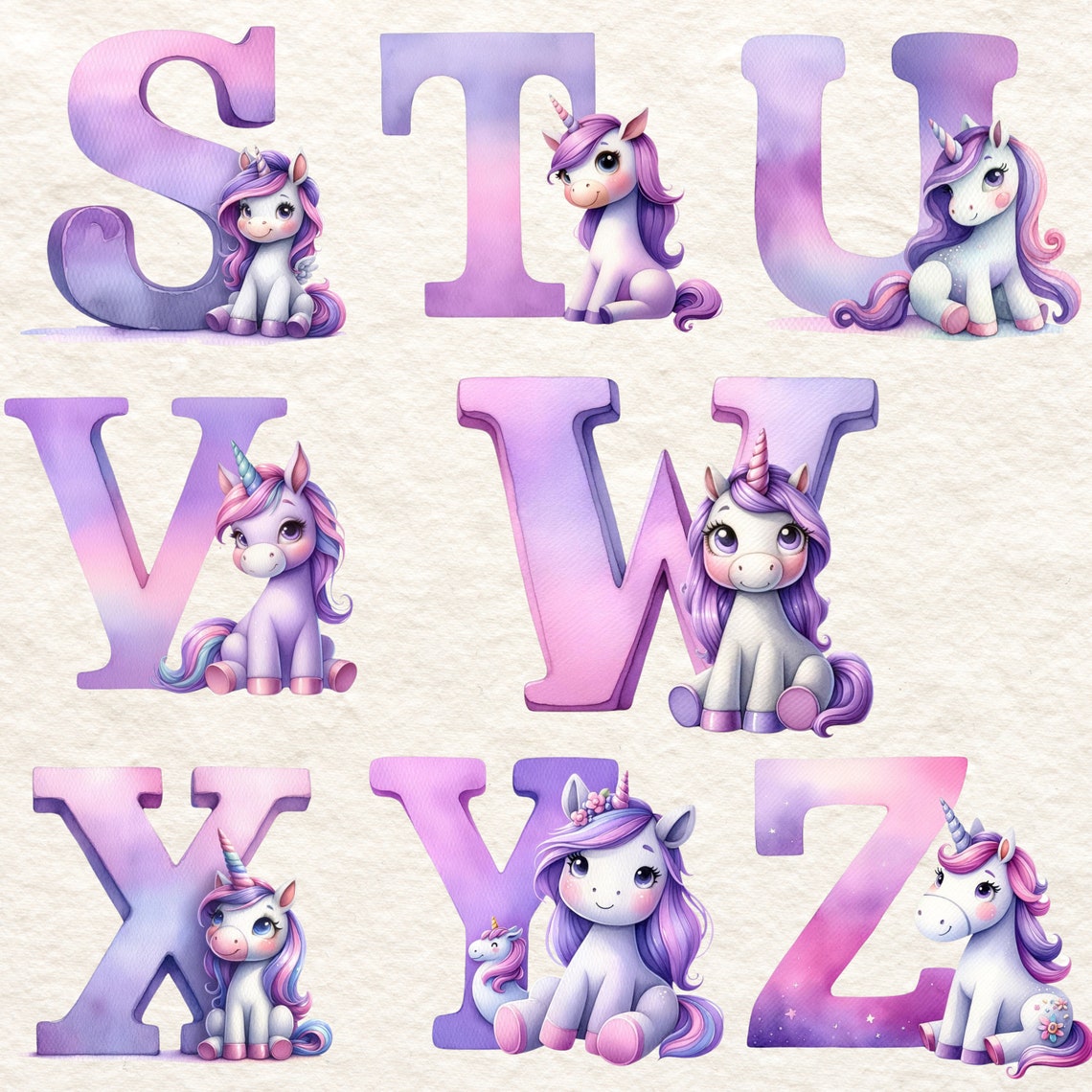 Alphabet Png | Unicorn Alphabet Letters Clipart PNG Set Pink Alphabet ...