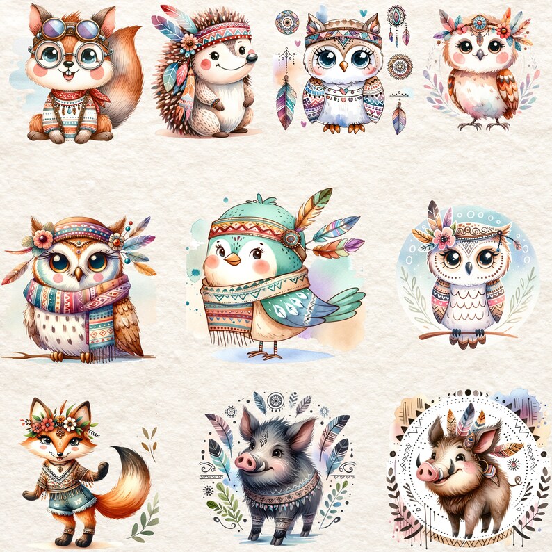 Boho Animals | Boho Wildlife Animals, Watercolor Wildlife, Watercolor ...