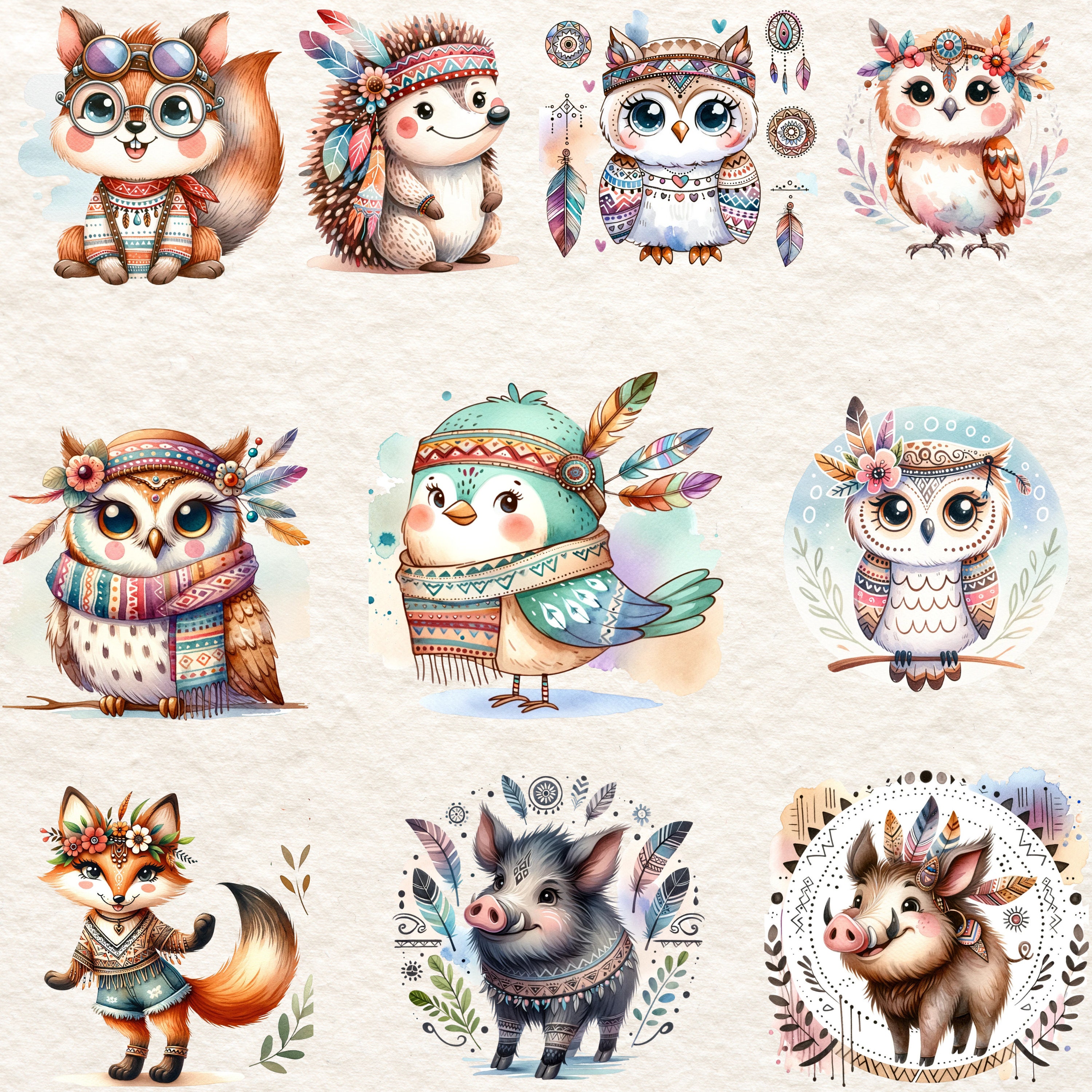 Boho Animals | Boho Wildlife Animals, Watercolor Wildlife, Watercolor ...