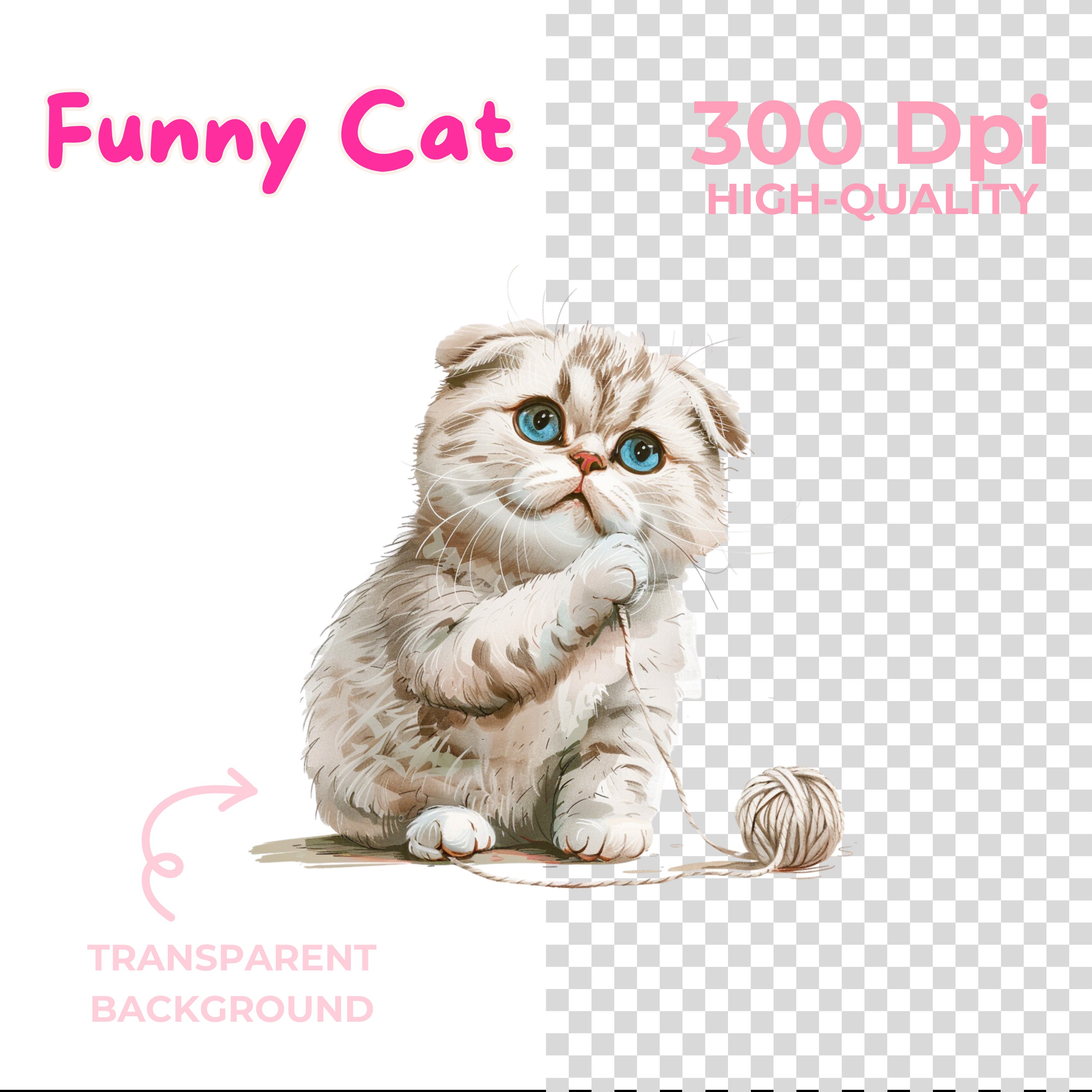 Cute Cat Funny Cat | Cat Clipart | 24 PNG 300 DPI Children Clipart ...