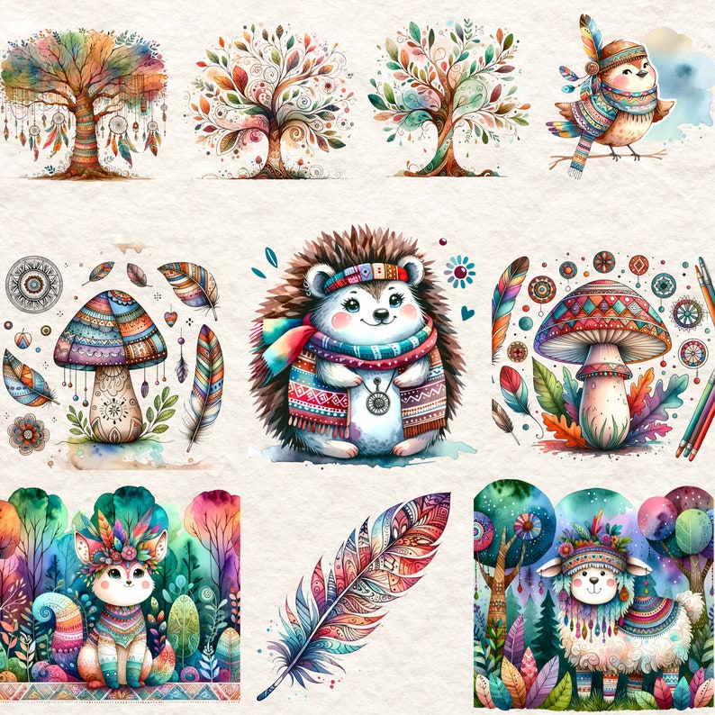 Boho Animals | Boho Wildlife Animals, Watercolor Wildlife, Watercolor ...