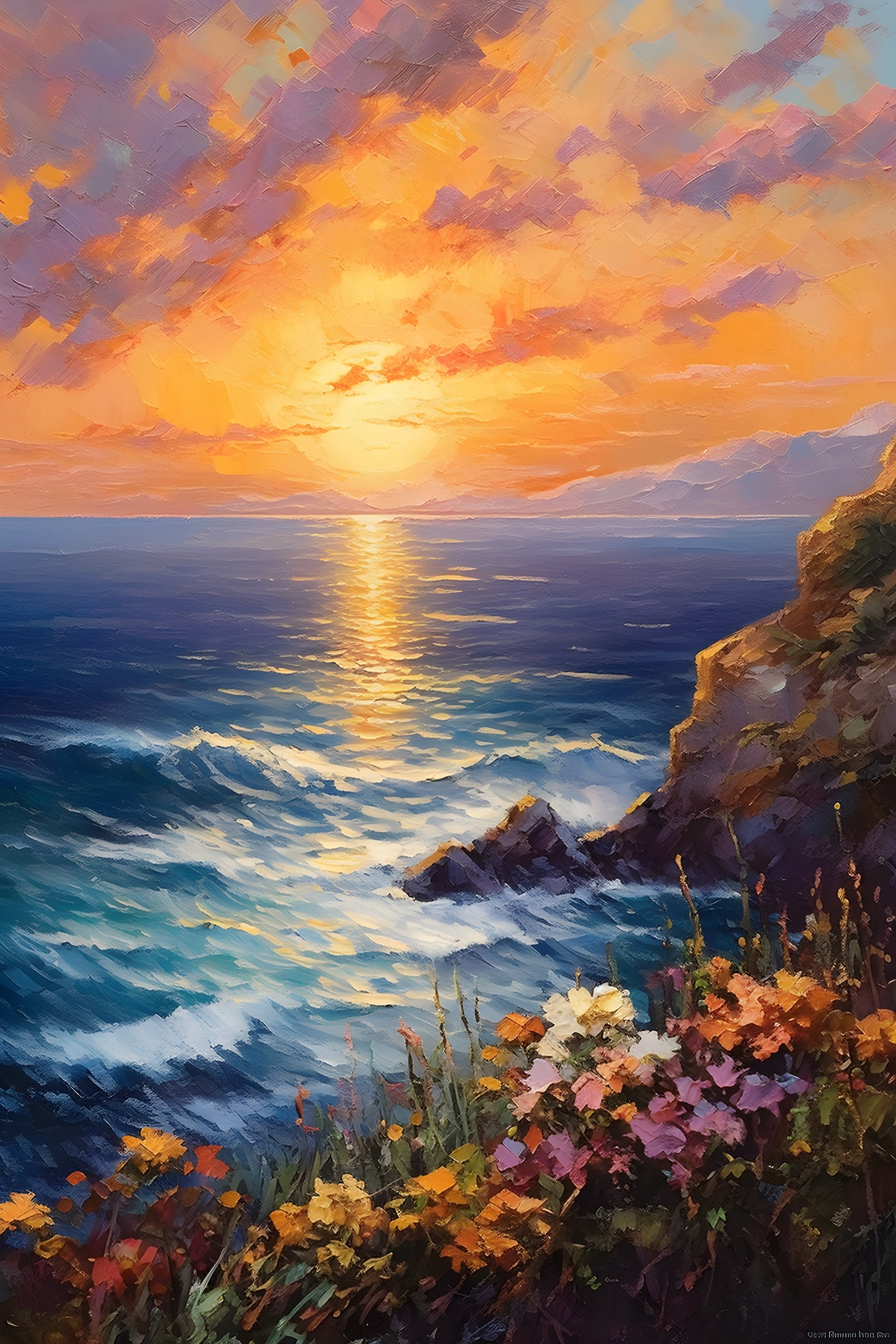 Sunset Oil Painting Poster - Etsy