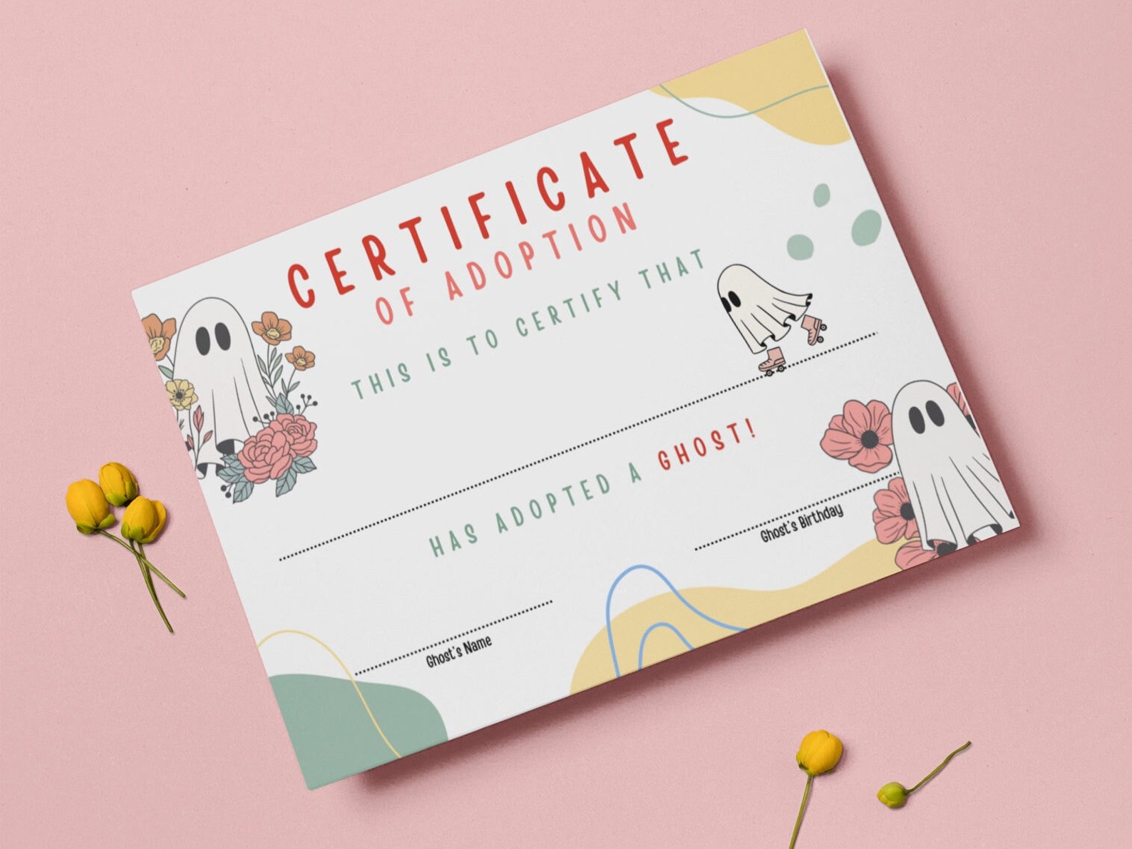 Adopt a Ghost Printable Certificate Adopt a Ghost Party - Etsy Portugal