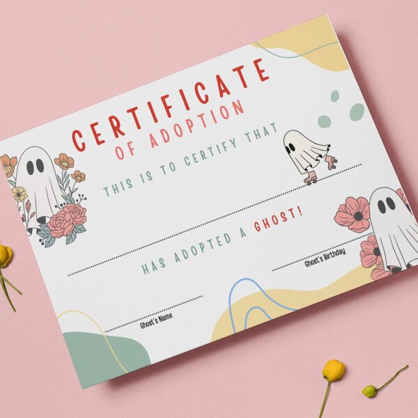 Adopt a Ghost Certificate - Etsy