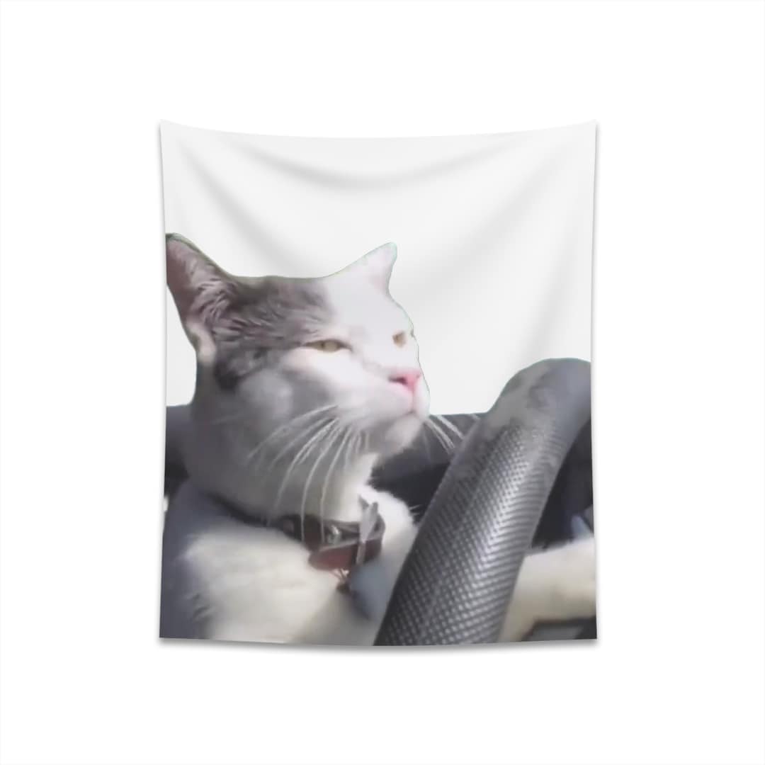 Meme Tapestry Cat Driving Meme Sticker Cat Driving Car - Etsy