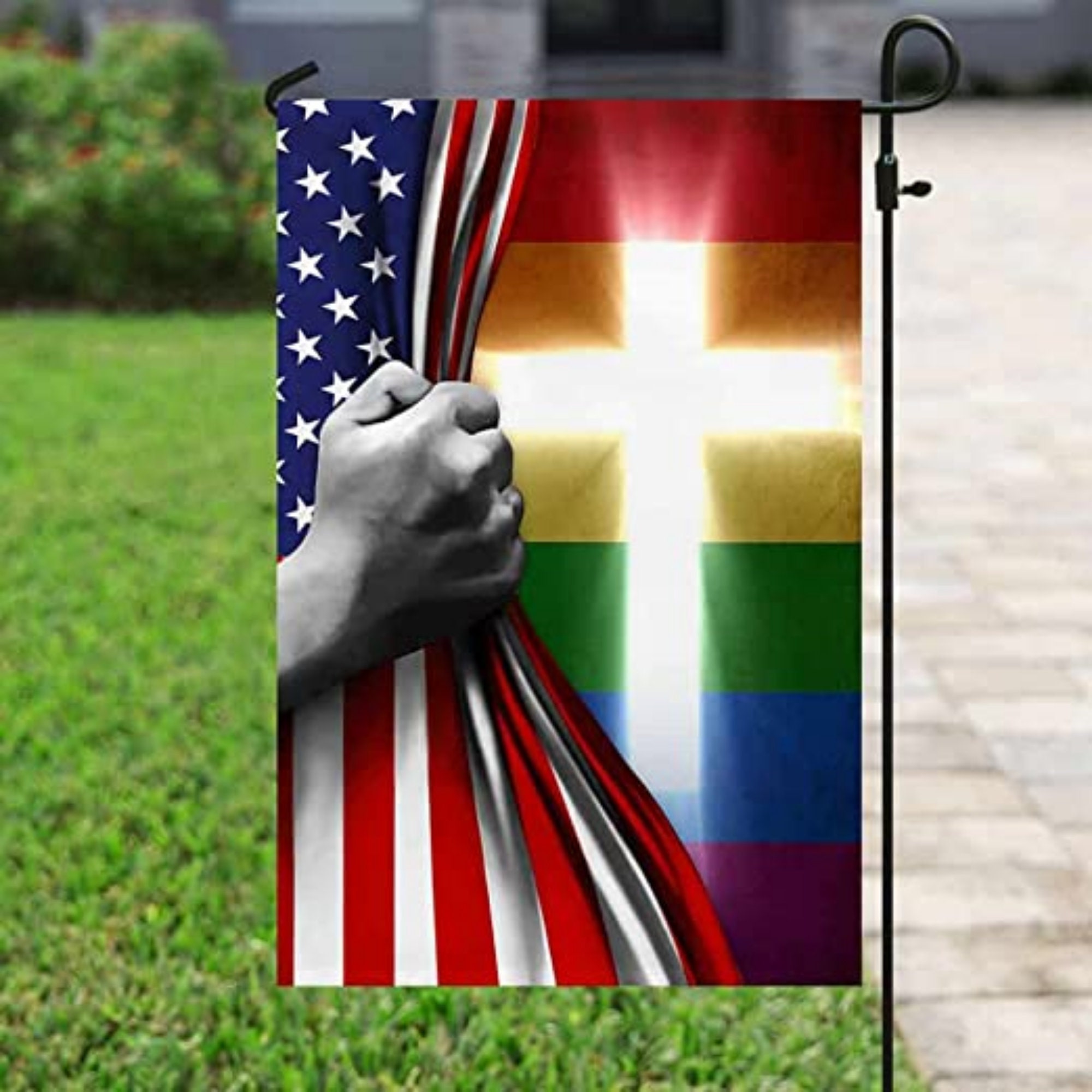 Lgbt Pride Faith Cross American Flag, LGBT Pride Flag sold by ...