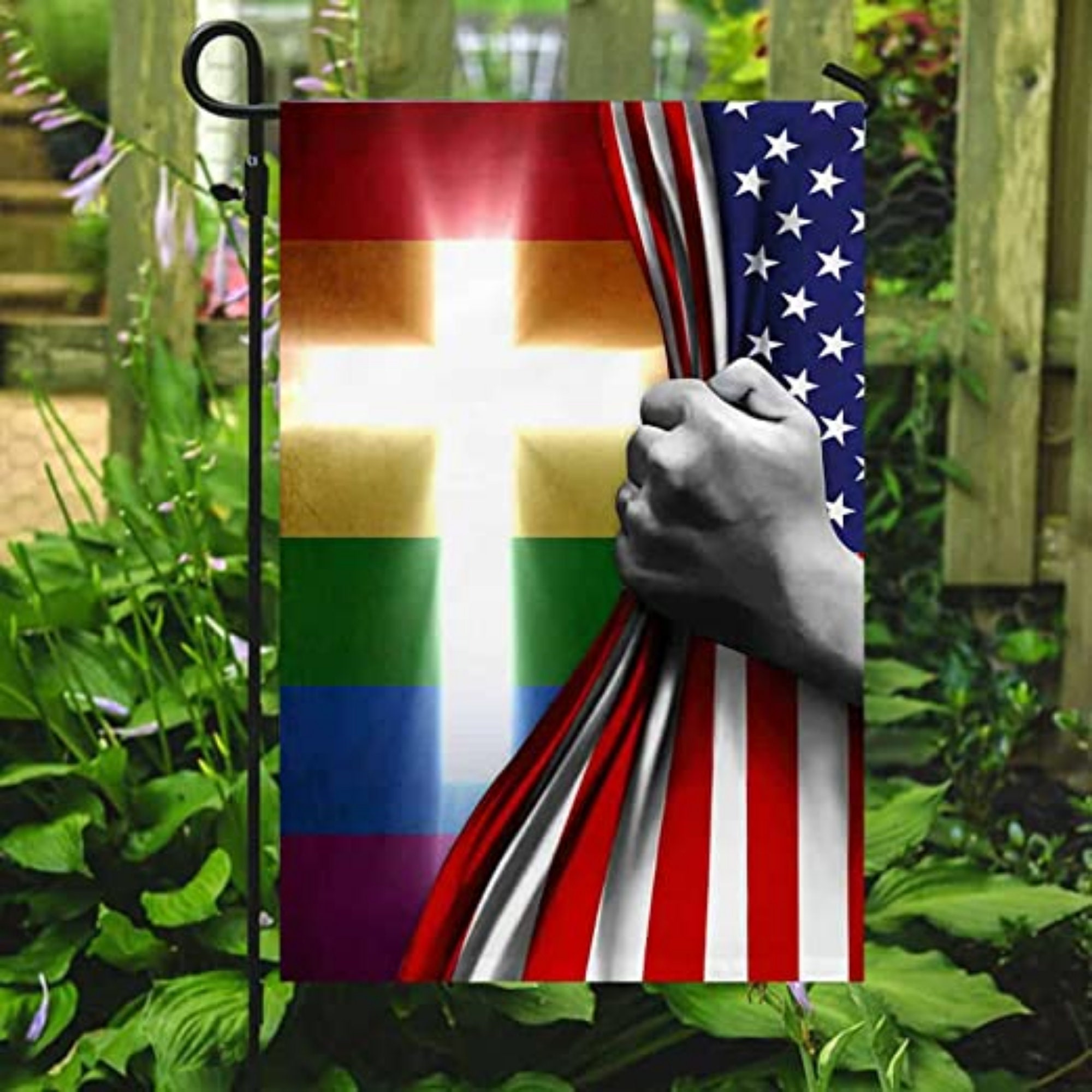 Lgbt Pride Faith Cross American Flag, LGBT Pride Flag sold by ...