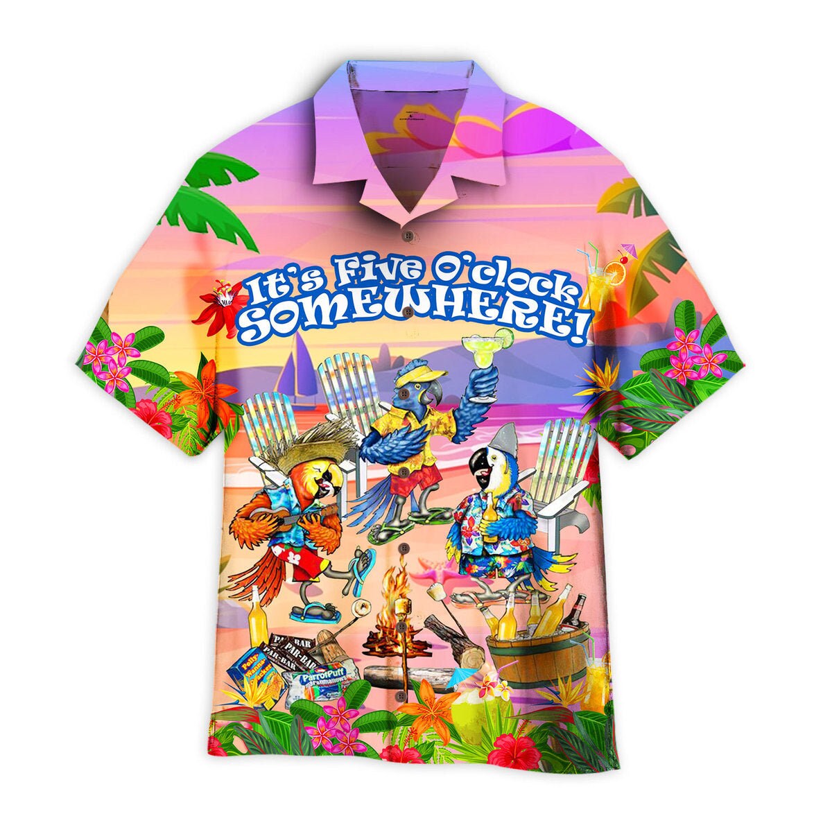 Its 5 Oclock Somewhere Parrot Hawaii Shirt Party Of Parrot Aloha Shirt