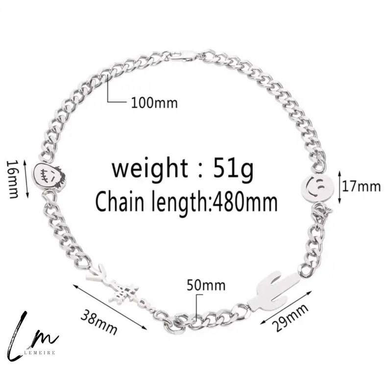 Travis Scott Cactus Jack Custom Inspired Pendent Chain Necklace Silver ...