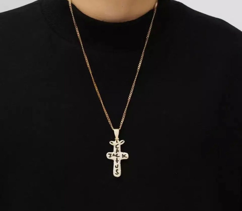 Travis Scott Cactus Jack Custom Inspired Cross Pendant Necklace Iced ...