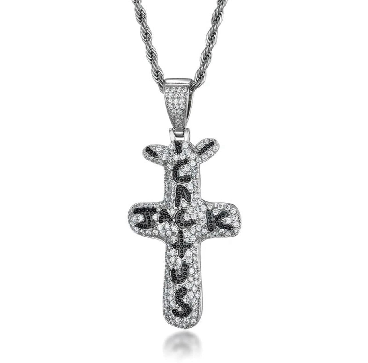 Travis Scott Cactus Jack Custom Inspired Cross Pendant Necklace Iced ...