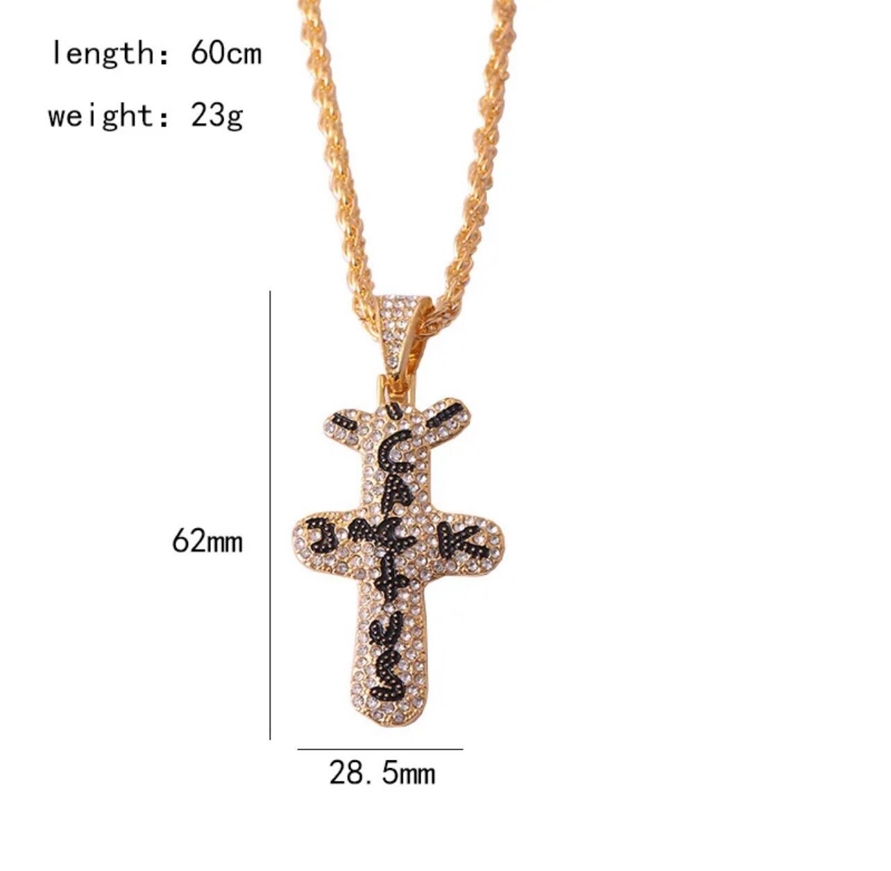 Travis Scott Cactus Jack Custom Inspired Cross Pendant Necklace Iced ...