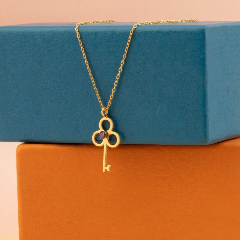 Birthstone Necklace Key - Etsy UK