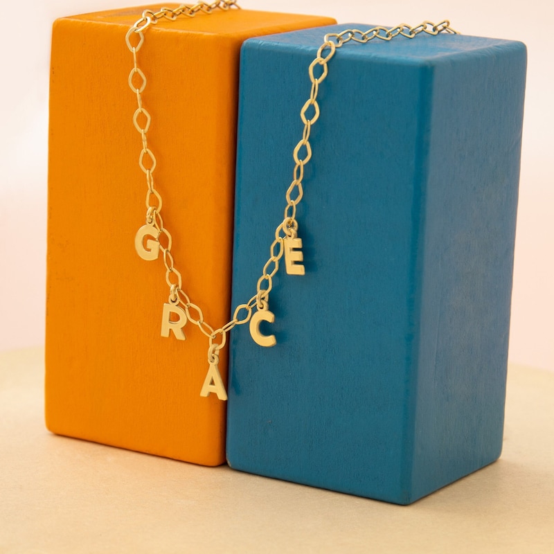 Dangle Letter Necklace - Etsy