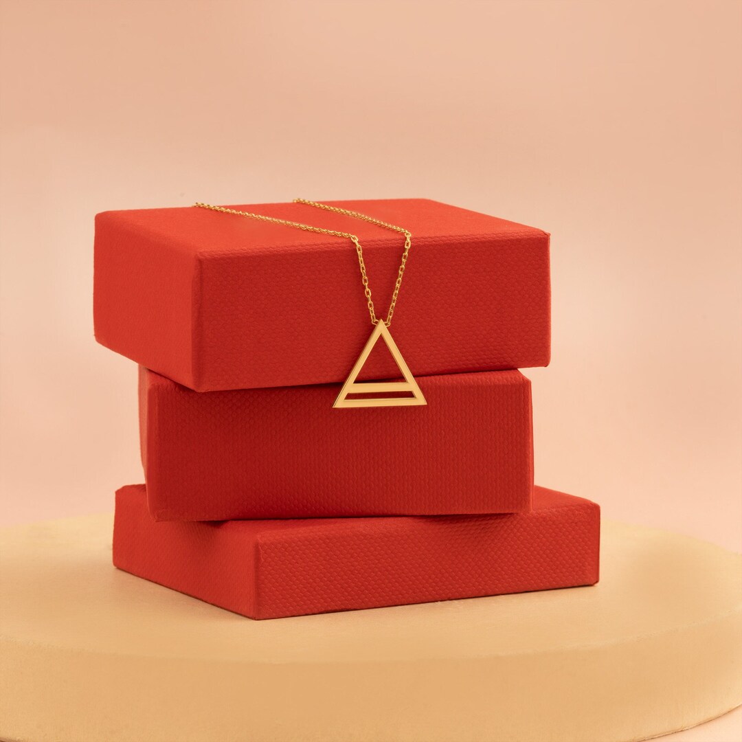 Silver Triangle Pendant - Christmas Gift - Triangle Necklace ...
