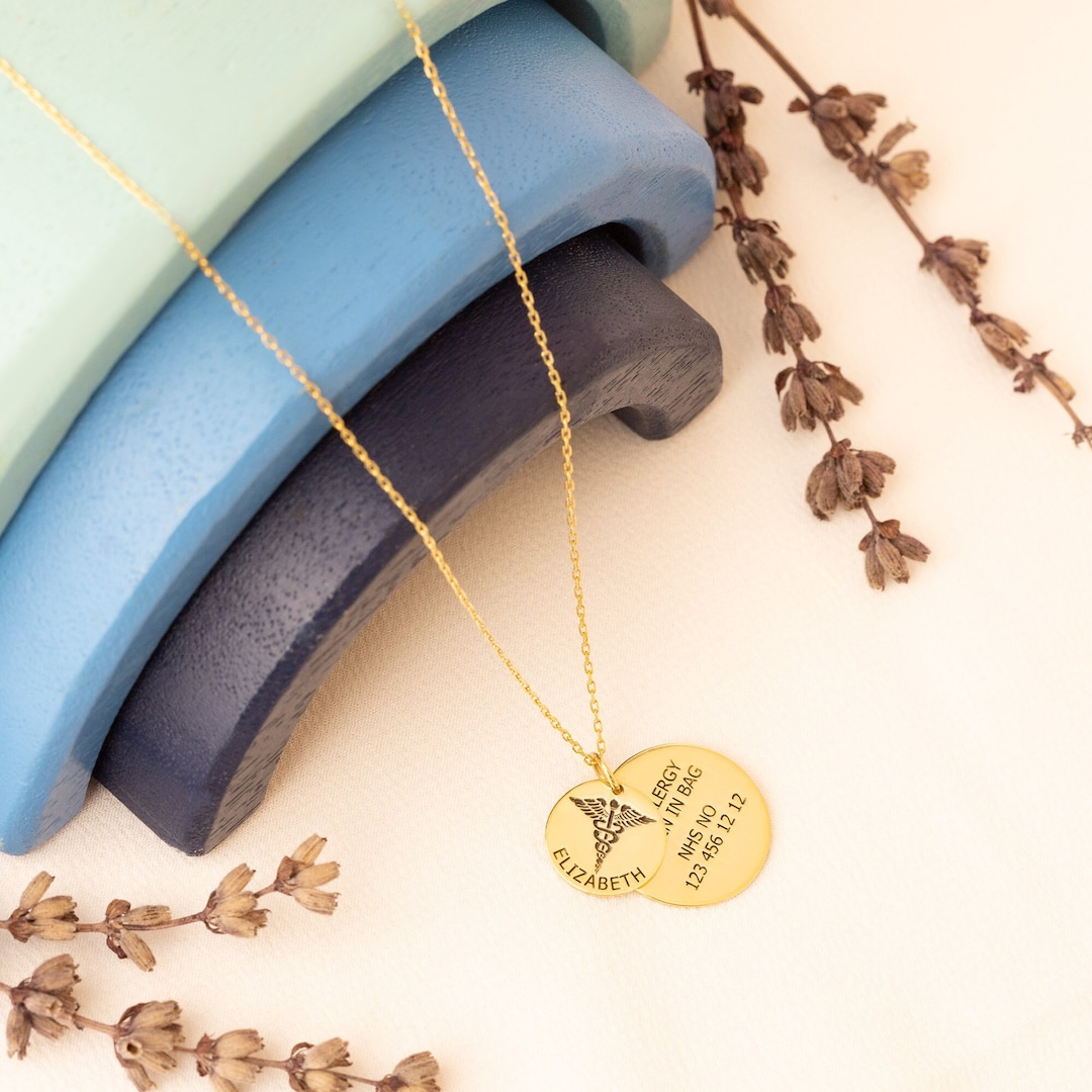 Personalized Medical ID Necklace: Sterling Silver Alert Disc, Allergy ...