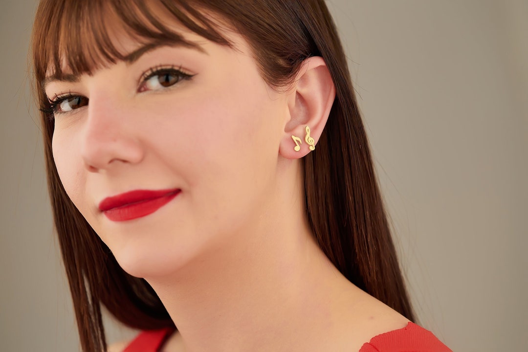 Tiny Treble Clef and Note Earrings - Christmas Gift - Music Symbol ...