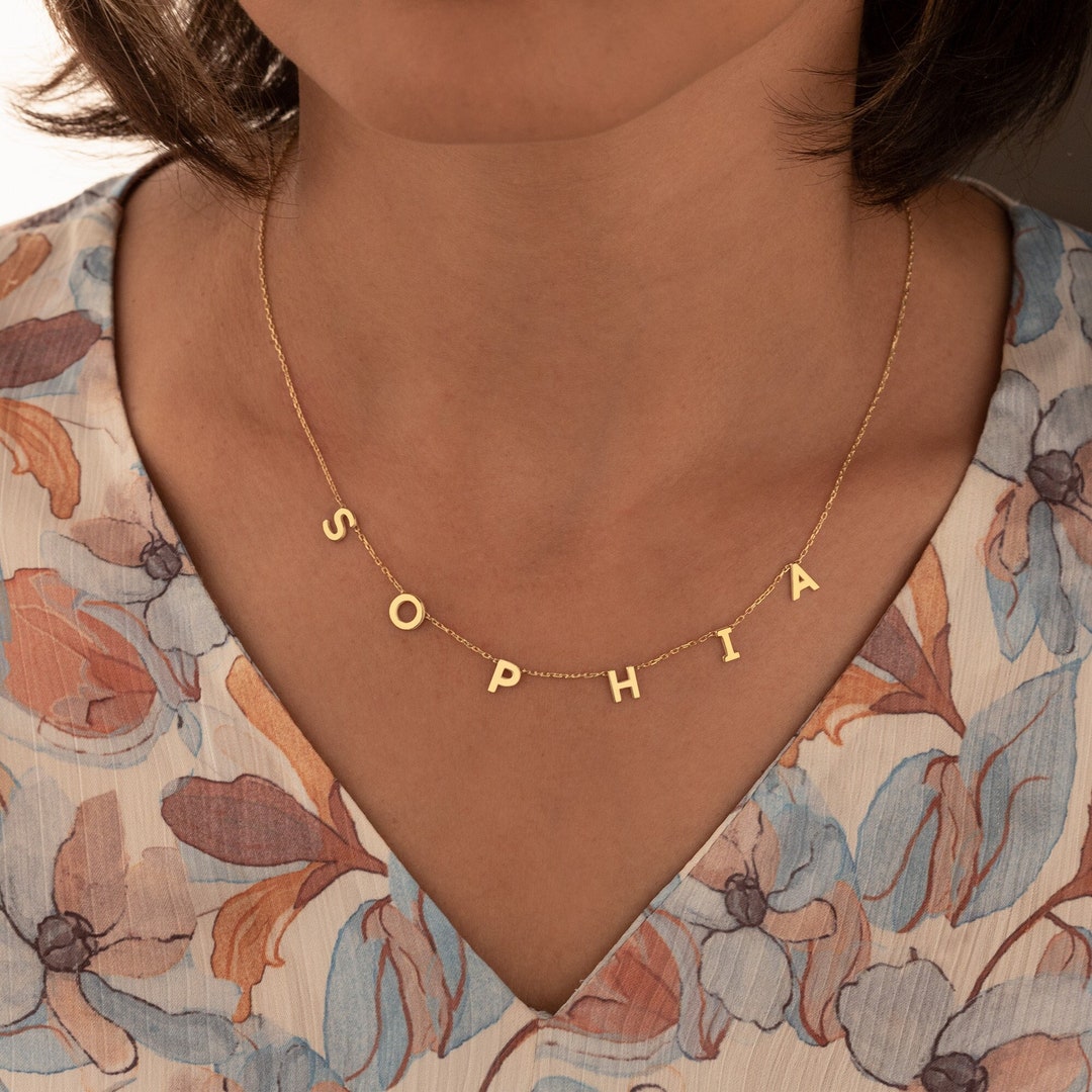 Personalised Initial Name Gold Necklace -silver Custom Letter Choker ...