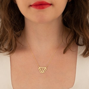 Triple Triangle Necklace - Christmas Gift - Handmade Dainty Interlaced ...