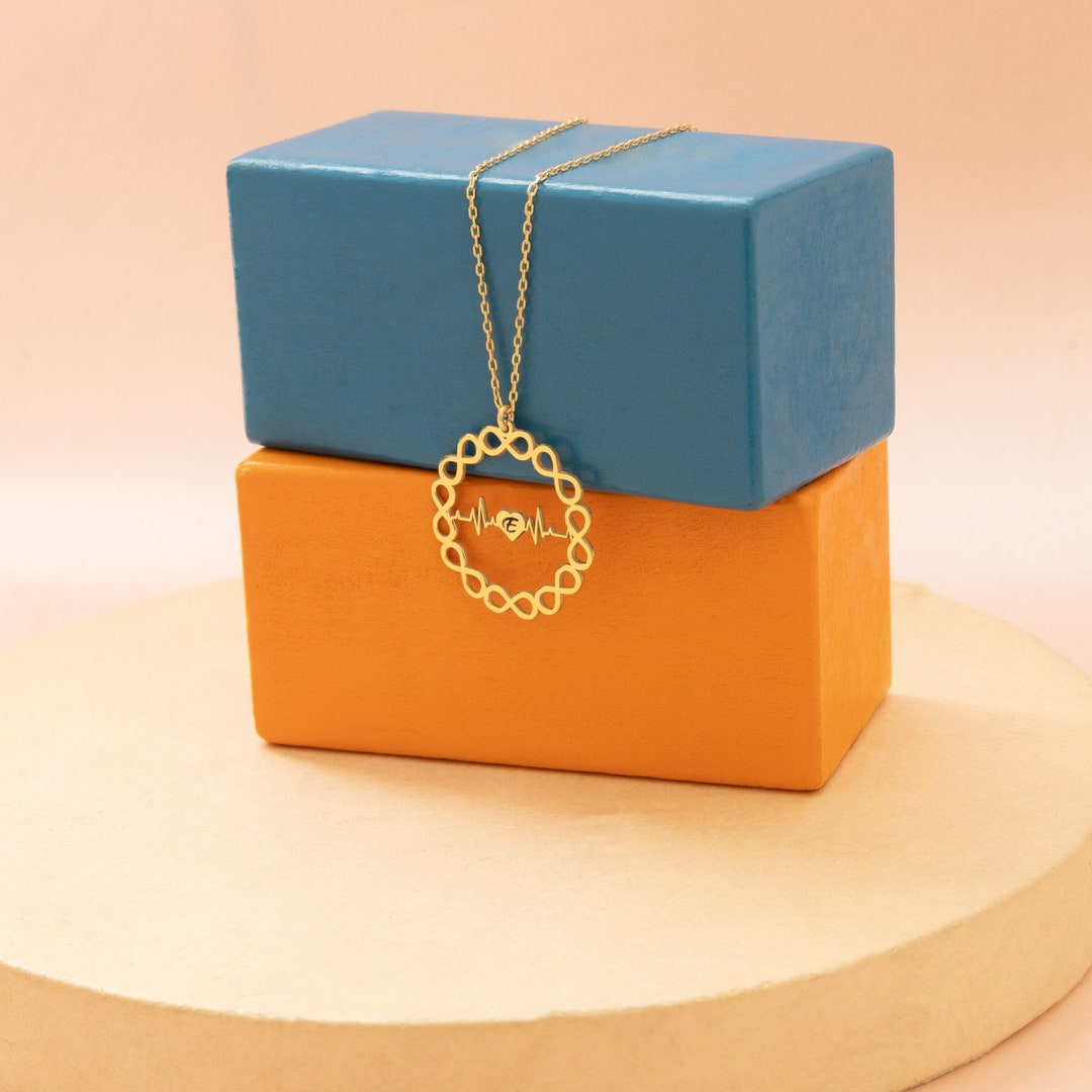 Gold Heartbeat Necklace - Infinity Love Necklace - Personalised ...