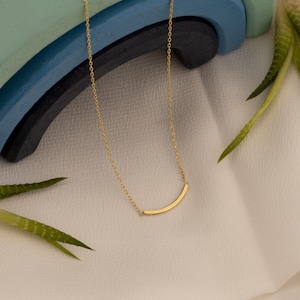 Thin Arch Necklace - Christmas Gift - Gift for Her - Gold Embowed ...