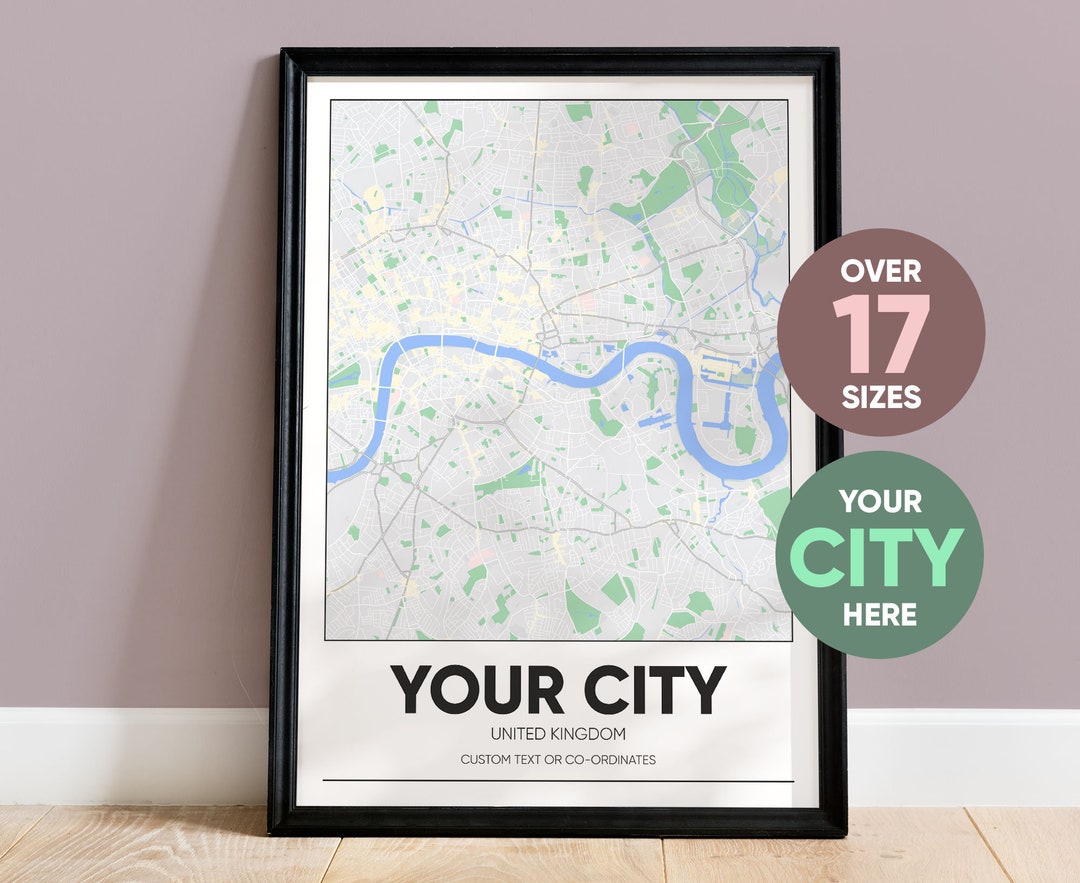 PRINTABLE Custom Your City Map, Poster, Any Town, Any City ...