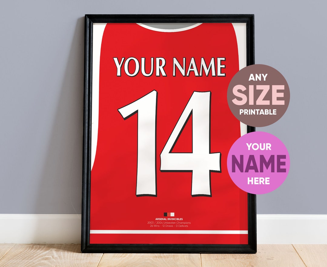 PRINTABLE Custom Arsenal Invincibles Home Shirt Wall Art Poster ...