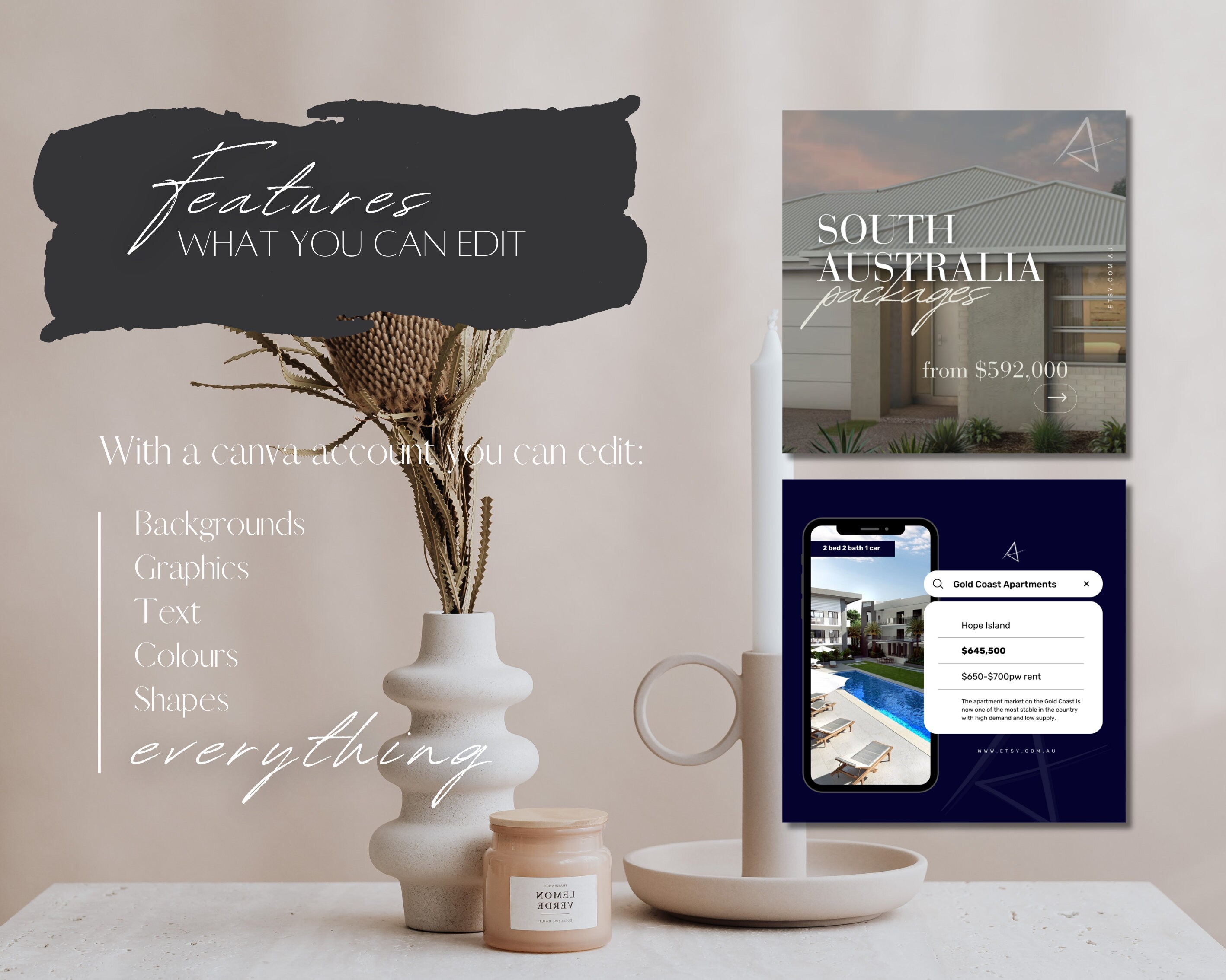 Editable Canva REAL ESTATE Instagram Posts!! - Etsy