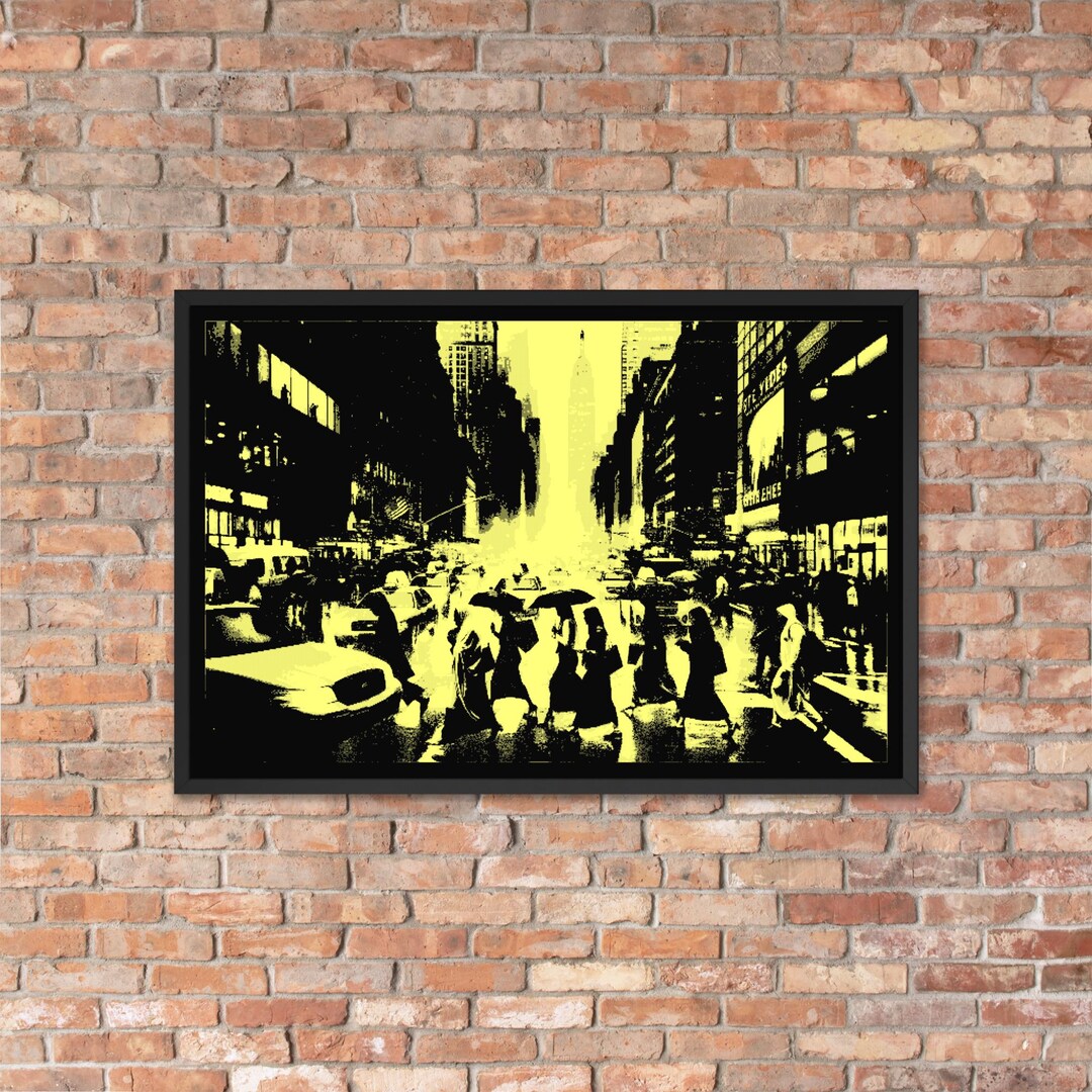 NYC Rush Hour Poster: Neon Yellow ASCII Art, Framed Cityscape - Etsy