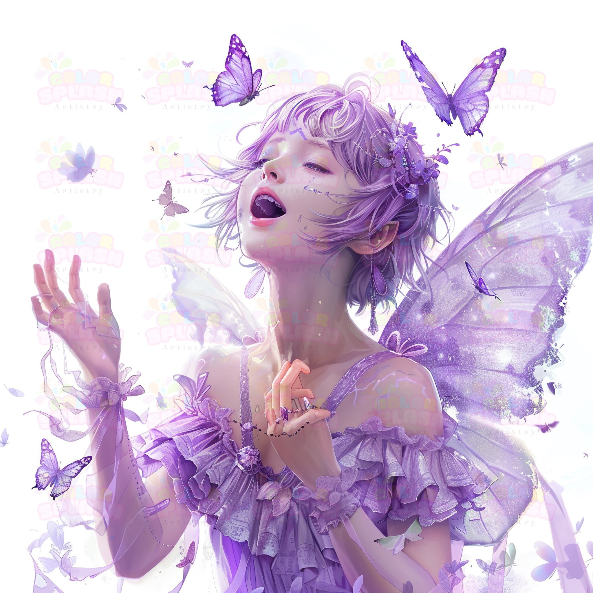 14 Cute Singing Fairy in Colorful Clothes With Pink and Purple, Light ...