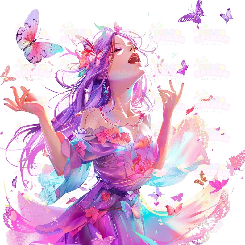 14 Cute Singing Fairy in Colorful Clothes With Pink and Purple, Light ...